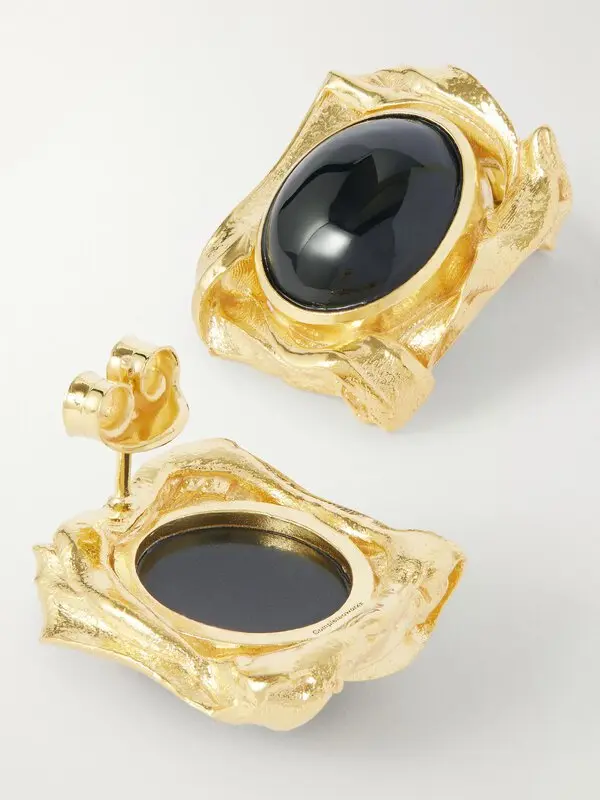 Completedworks Gold-plated And Resin Earrings - Black