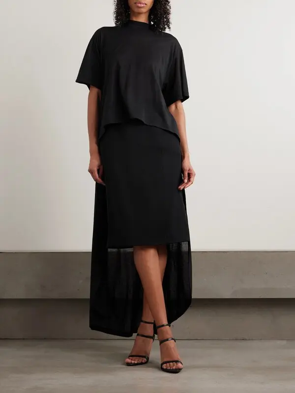 Balenciaga Asymmetric Cotton-blend Jersey T-shirt
