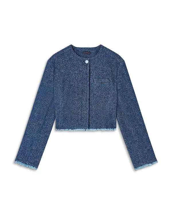 Emporio Armani Cropped Jacket With Fringe Trim - Solid Medium