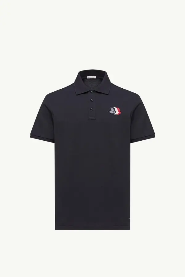 Moncler Logo Patch Cotton Piquet Polo Shirt
