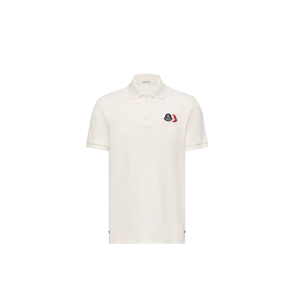 Moncler Logo Patch Cotton Piquet Polo Shirt - White
