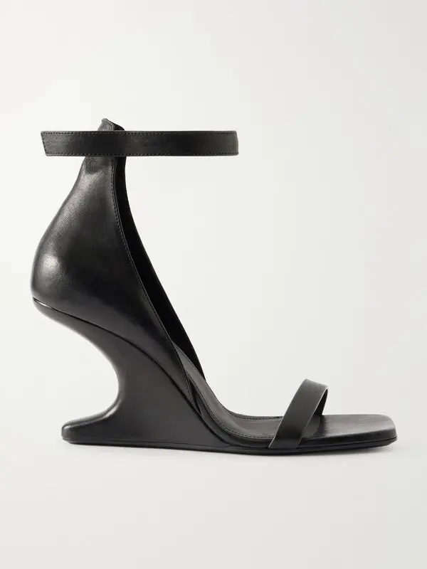 Rick Owens Cantilever Leather Wedge Sandals