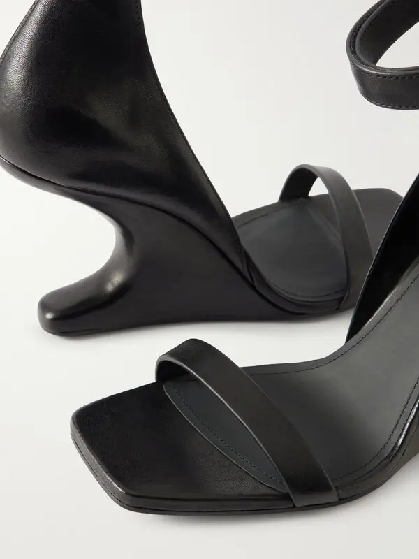 Rick Owens Cantilever Leather Wedge Sandals