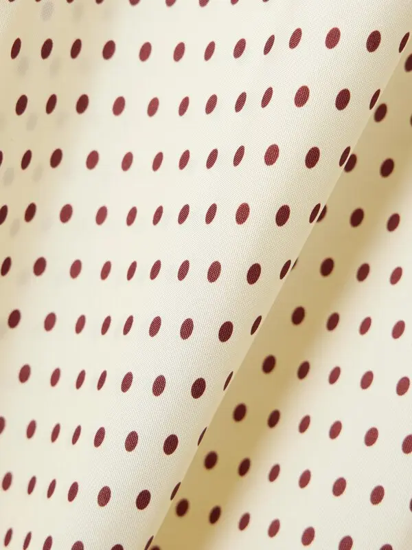 DÔEN Emerence Ruffled Polka-dot Silk-blend Twill Midi Dress - Neutrals