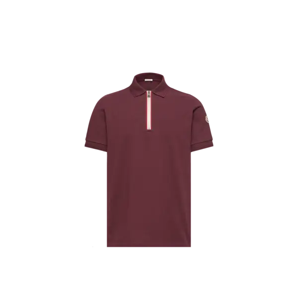 Moncler Tricolour-trimmed Cotton Polo Shirt - Red