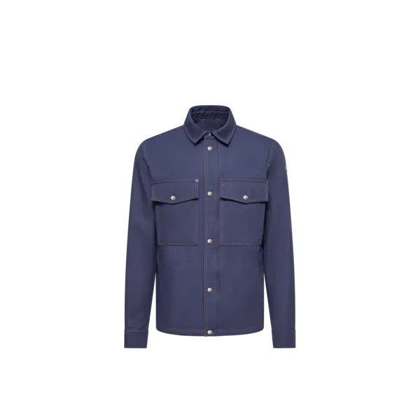 Moncler Watagua Cotton & Linen Blend Shirt Jacket - Blue