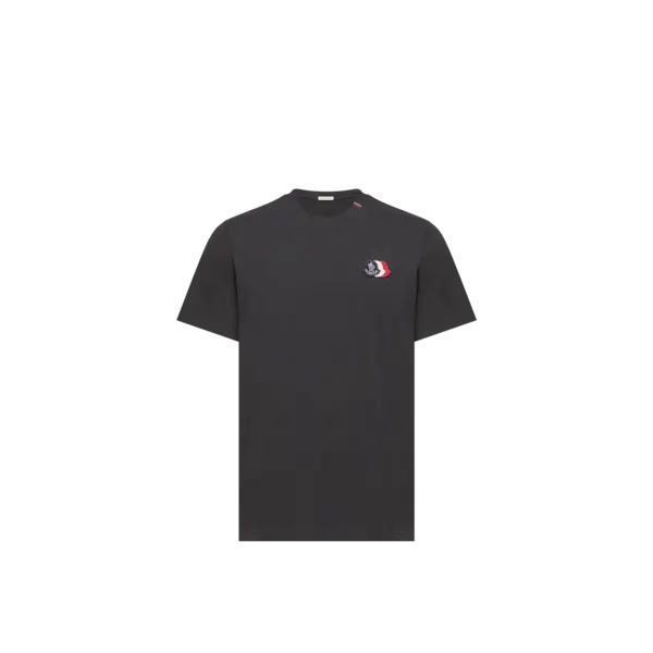 Moncler Embroidered Tricolor Logo Cotton T-shirt - Blue