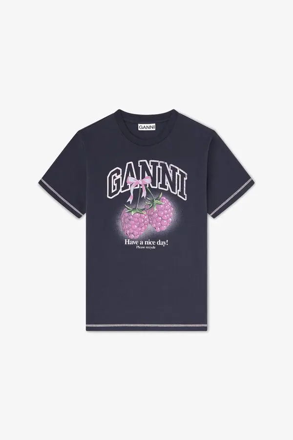GANNI Raspberry Graphic T-shirt - Mixed