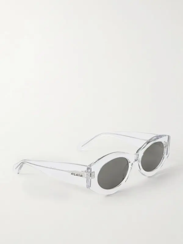 Alaïa Lettering Round-frame Sunglasses - Neutrals