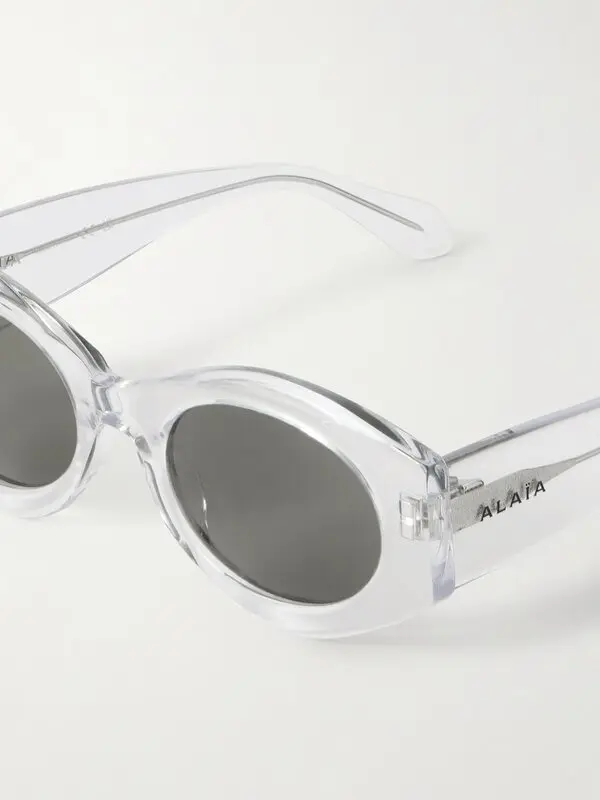 Alaïa Lettering Round-frame Sunglasses - Neutrals