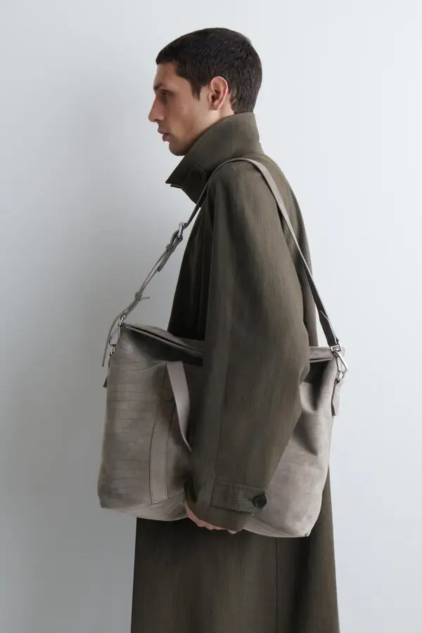 Cos Brunswick Crocodile-effect Suede Messenger Bag