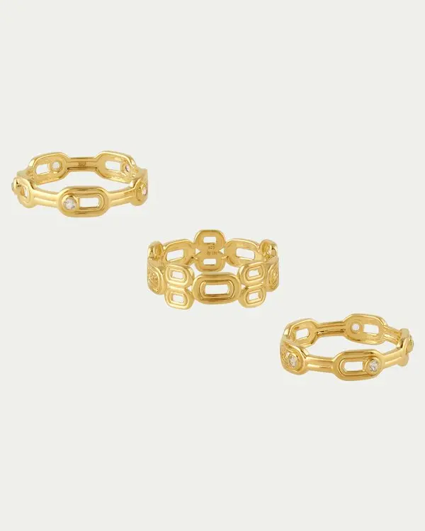 SOPHIE BLAKE Silvana Link White Topaz Rings - Gold
