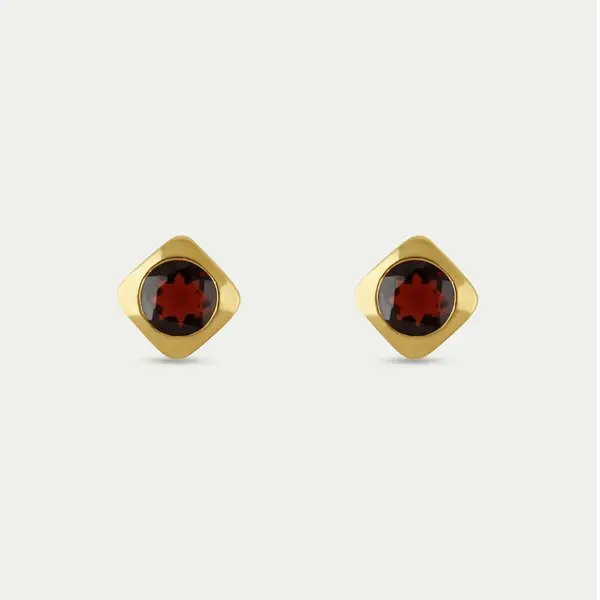 SOPHIE BLAKE Deco Stud Earrings With Garnet - Gold
