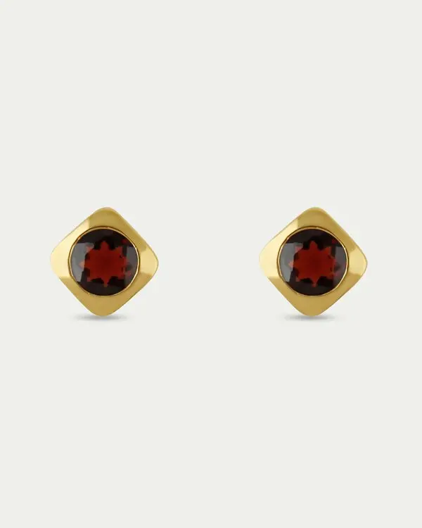 SOPHIE BLAKE Deco Stud Earrings With Garnet - Gold