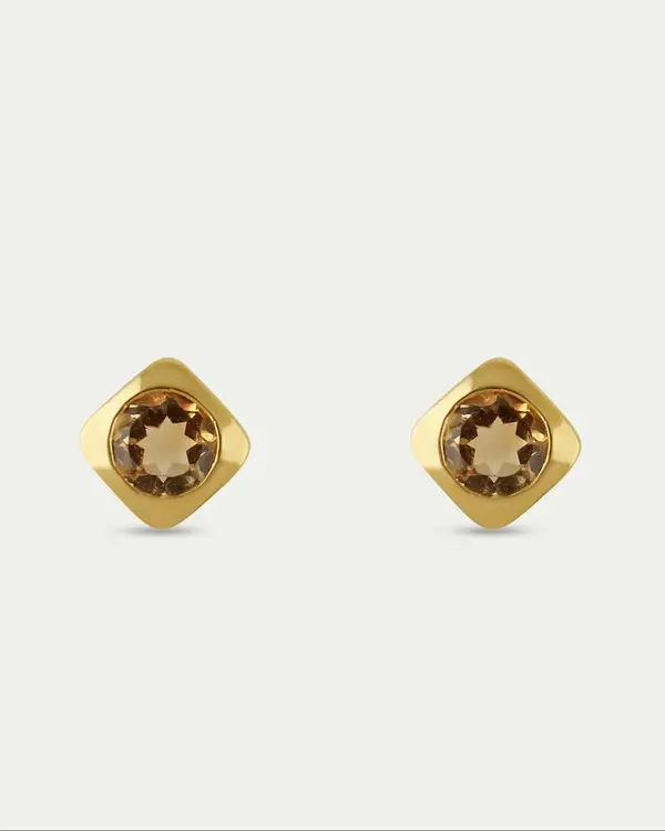 SOPHIE BLAKE Deco Citrine Stud Earrings - Gold