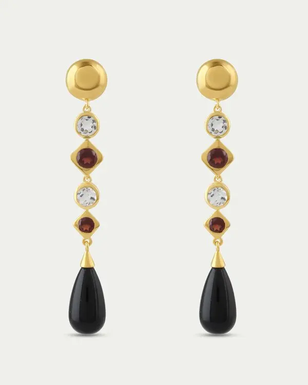 SOPHIE BLAKE Carmen Deco Drops Garnet & White Topaz Earrings - Gold