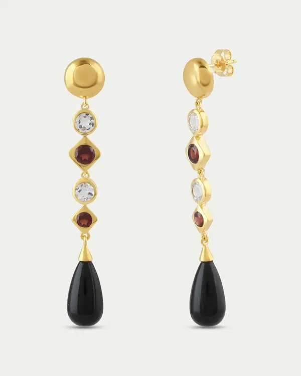 SOPHIE BLAKE Carmen Deco Drops Garnet & White Topaz Earrings