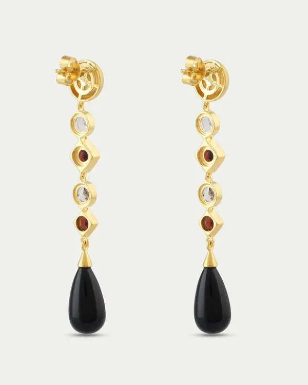 SOPHIE BLAKE Carmen Deco Drops Garnet & White Topaz Earrings