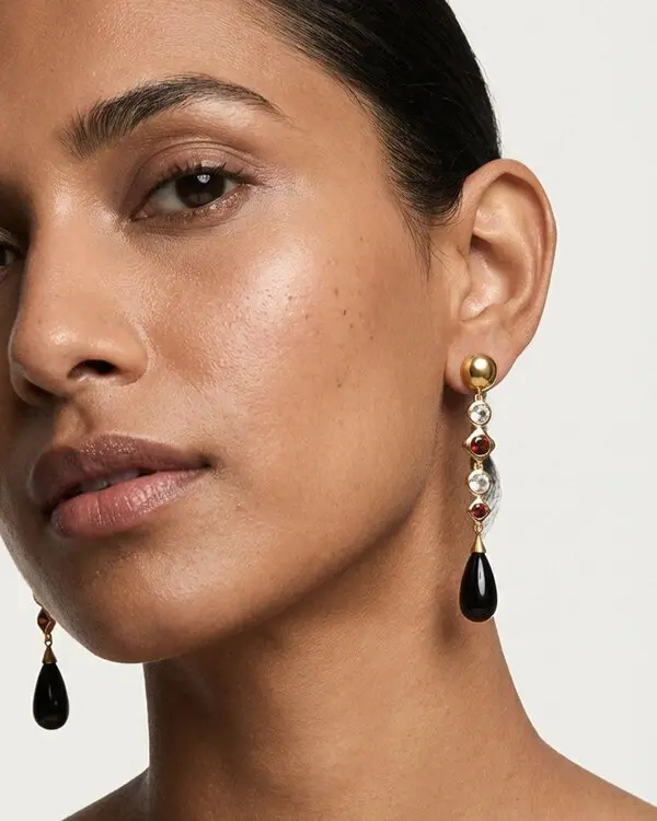 SOPHIE BLAKE Carmen Deco Drops Garnet & White Topaz Earrings