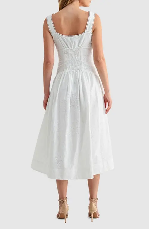 QUINCY MAE Cotton Eyelet Midi Dress