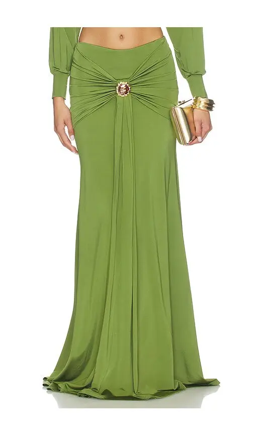 PatBO Intensity Jersey Maxi Skirt - Green