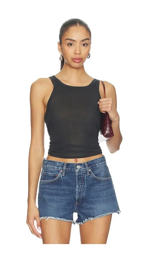 SKIMS Sheer Cotton Ribbed Tank - Soot