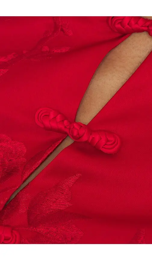 SAU LEE Isabella Embroidered Gown - Red