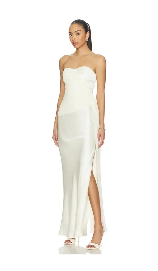 NICHOLAS Milena Strapless Draped Maxi Dress - Ivory