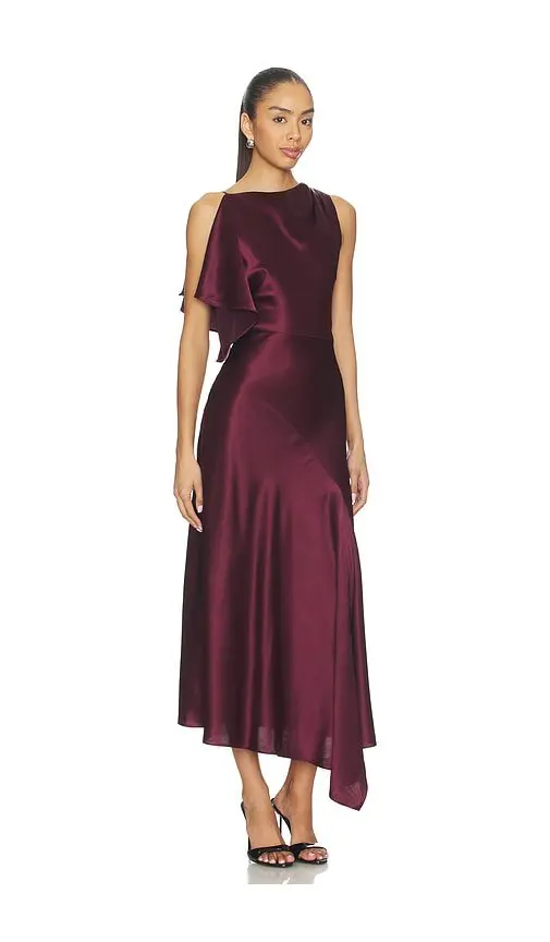 Nicholas Nayara One Shoulder Draped Dress - Blackberry | Editorialist