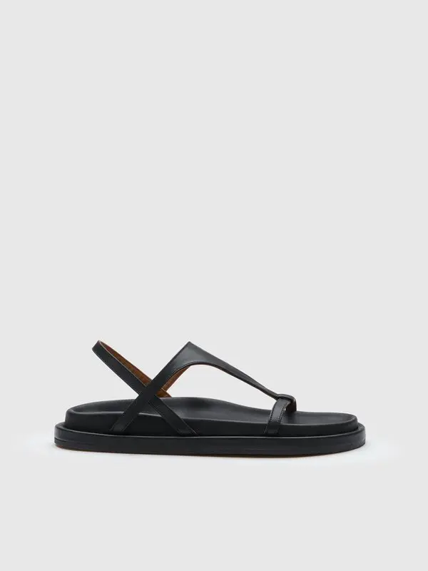 ATP ATELIER Ultimo Leather Comfy Sandals - Black