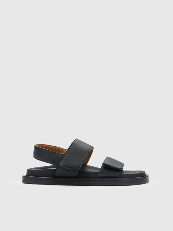 ATP ATELIER Naturno Leather Comfy Sandals - Black