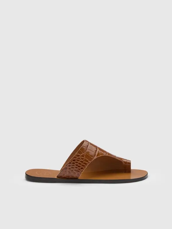 ATP ATELIER Rosa Croco Cutout Sandals - Cannella