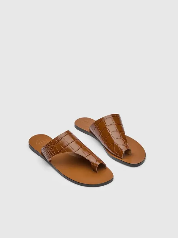 ATP ATELIER Rosa Croco Cutout Sandals - Cannella