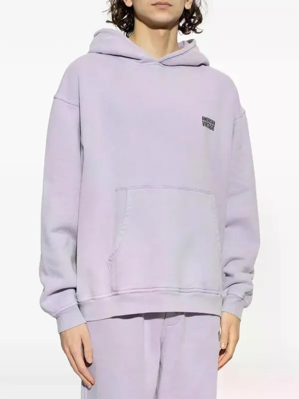 American Vintage Hooded Sweatshirt With Pouch Pocket - Purple