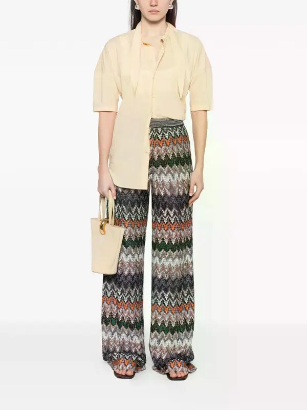 Missoni Wide Leg Raschel Knit Trousers - Green