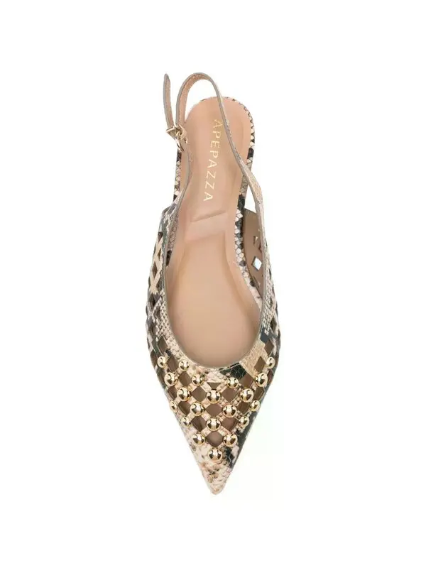 APEPAZZA Snake-pattern Slingback Pumps