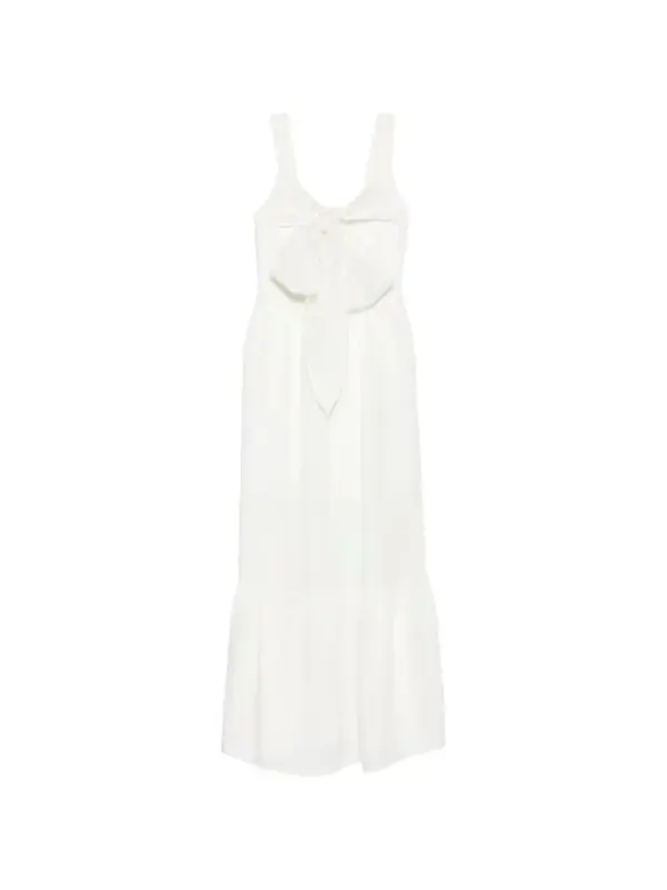 Liu Jo Long Linen-blend Tiered Maxi Dress - White