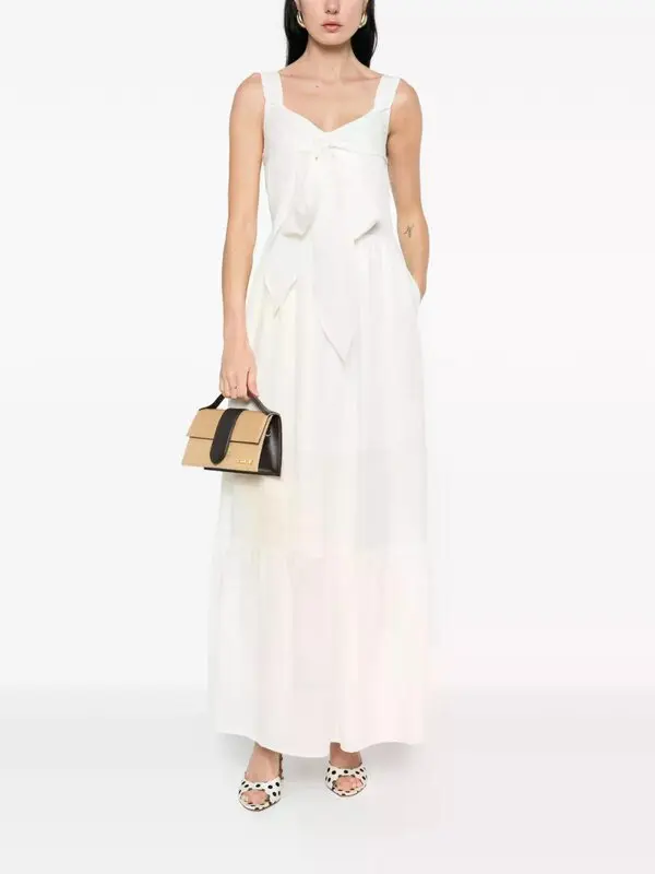 Liu Jo Long Linen-blend Tiered Maxi Dress - White