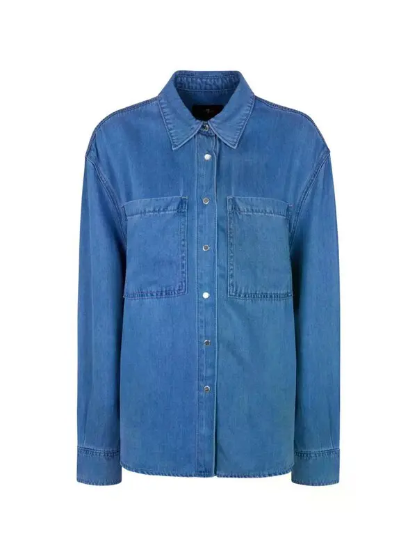 7 For All Mankind Military Pocket Shirt - Blue