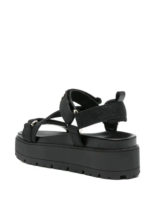 Guess Logo Lettering Platform Sandals - Black