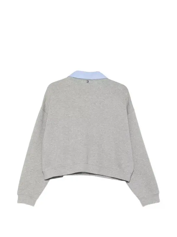Liu Jo Embellished-collar Cropped Sweatshirt - Grey
