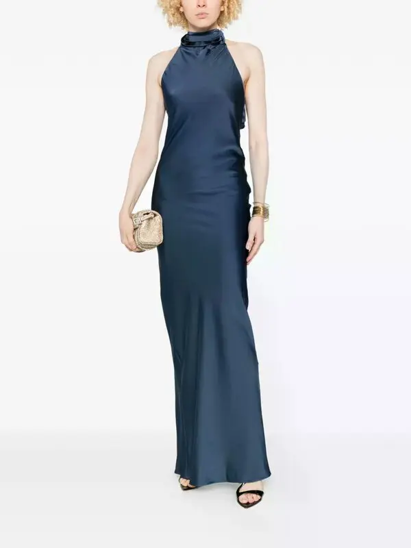 ACTUALEE Halterneck Open-back Maxi Dress