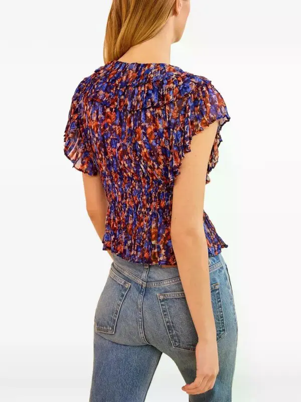 Ulla Johnson Athene Ruffled Silk Top - Blue