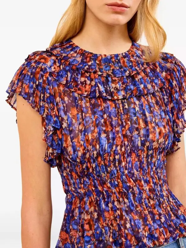 Ulla Johnson Athene Ruffled Silk Top - Blue