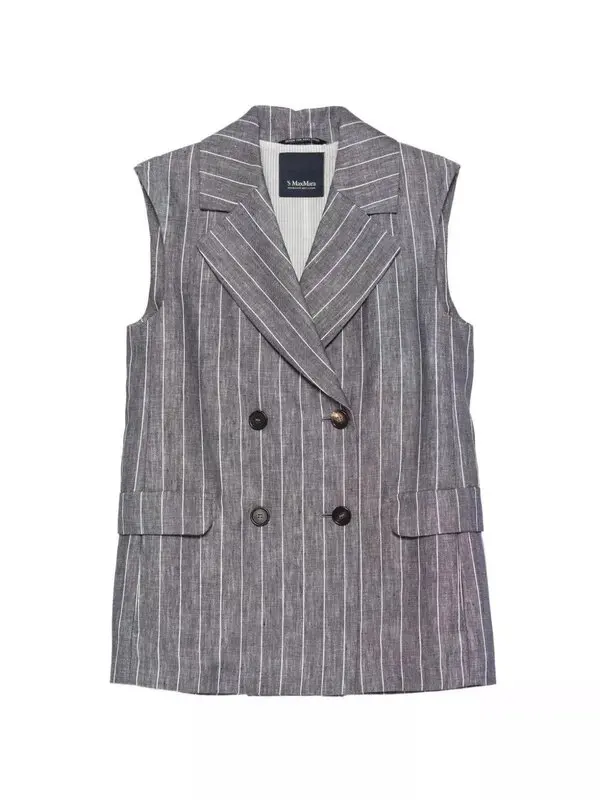 Max Mara Striped Button Vest - Blue
