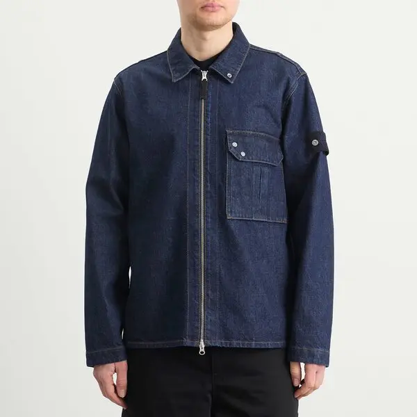 Stone Island Research Indigo Denim Zip Shirt Jacket