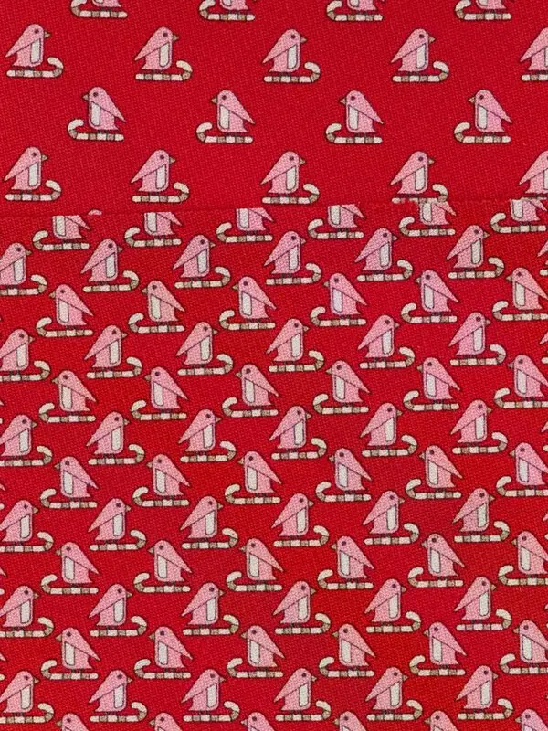 FERRAGAMO Printed Silk Neck Tie - Red