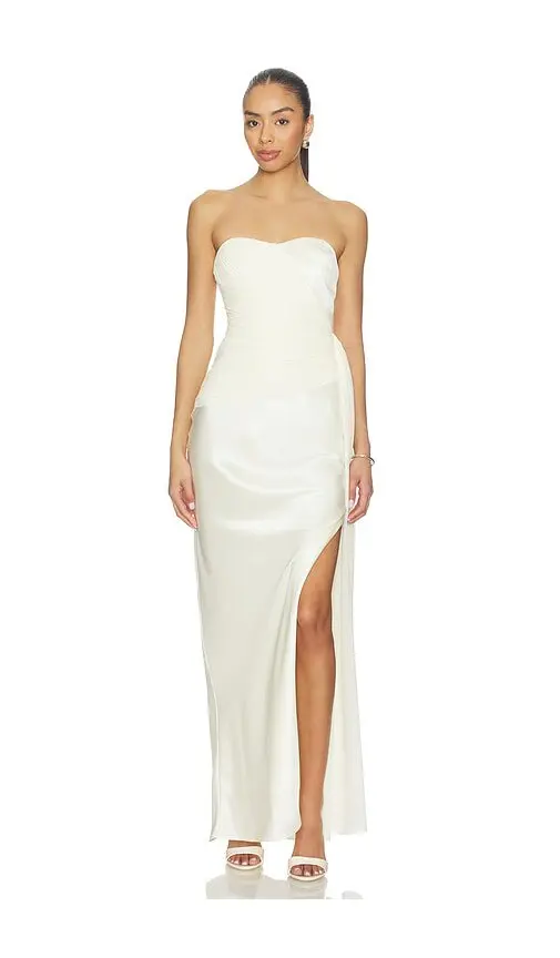 NICHOLAS Milena Draped Maxi Dress - Ivory