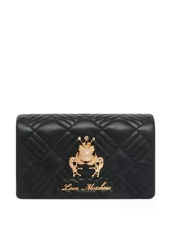 Moschino Quilted Frog Shoulder Bag - Black
