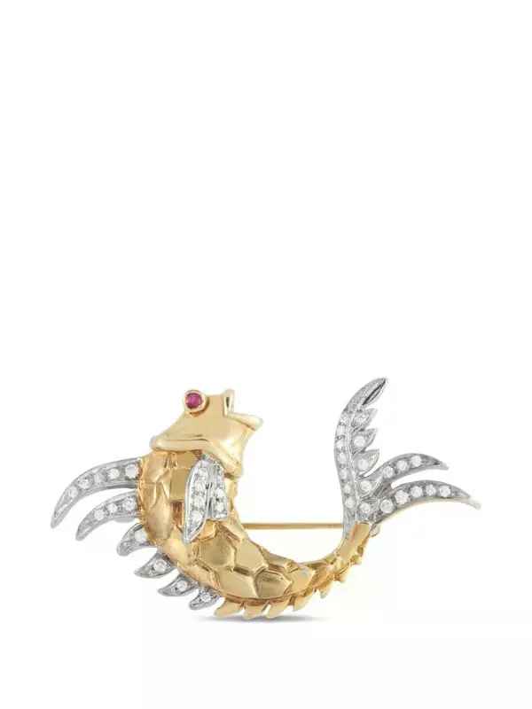 LB EXCLUSIVE Diamond And Yellow Fish Brooch - Gold